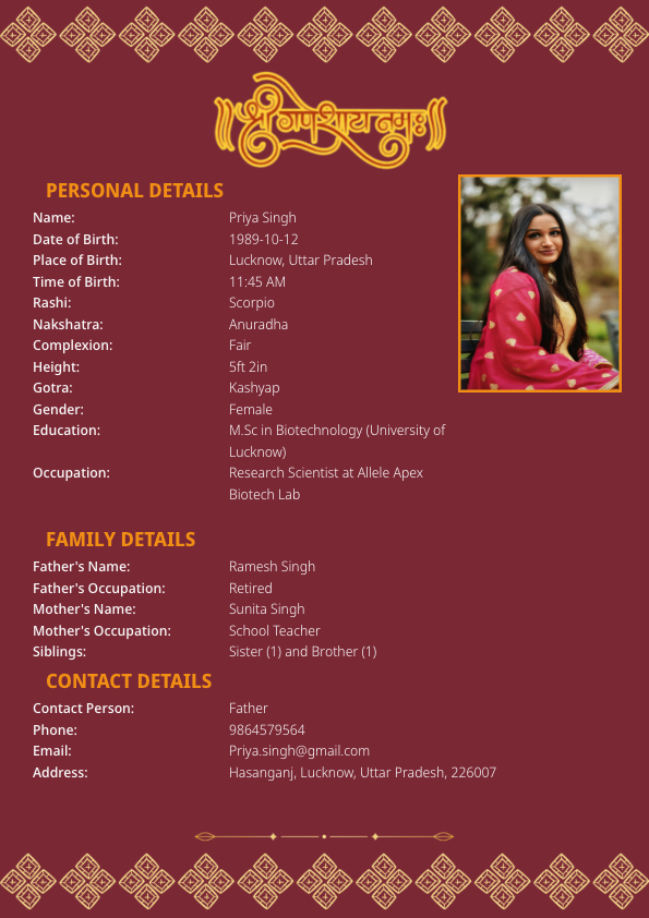Free Marriage Biodata Maker | Wedding Biodata Template